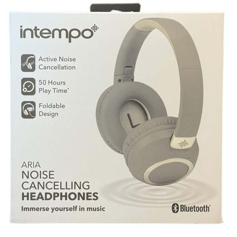 New New: Intempo Aria Noise Cancelling Headphones (Bluetooth, Grey ...
